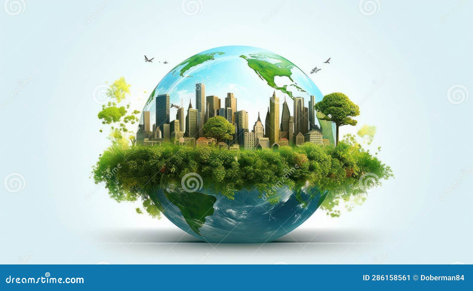 Symbolic Image of the Globe with Elements of Human Activity and Nature ...
