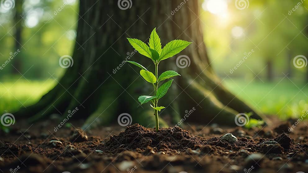Symbolic Image of Sapling by Fallen Tree Signifying Growth after Loss ...