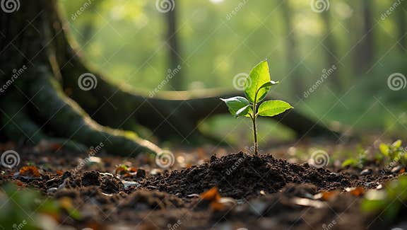 Symbolic Image of Sapling by Fallen Tree Signifying Growth after Loss ...