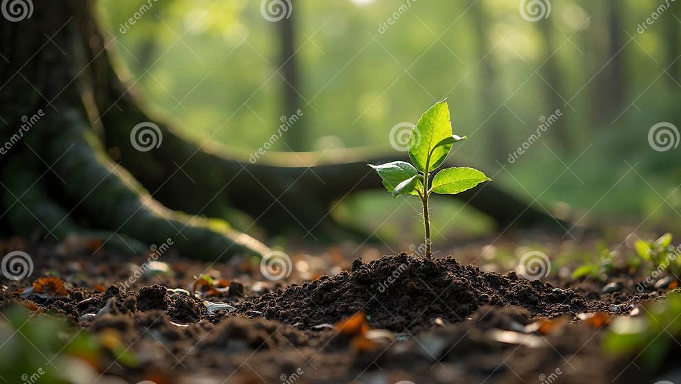 Symbolic Image of Sapling by Fallen Tree Signifying Growth after Loss ...