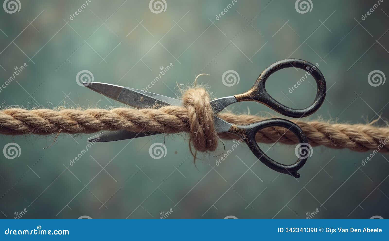 Symbolic Image of Scissors Cutting Thick Rope Representing Liberation ...