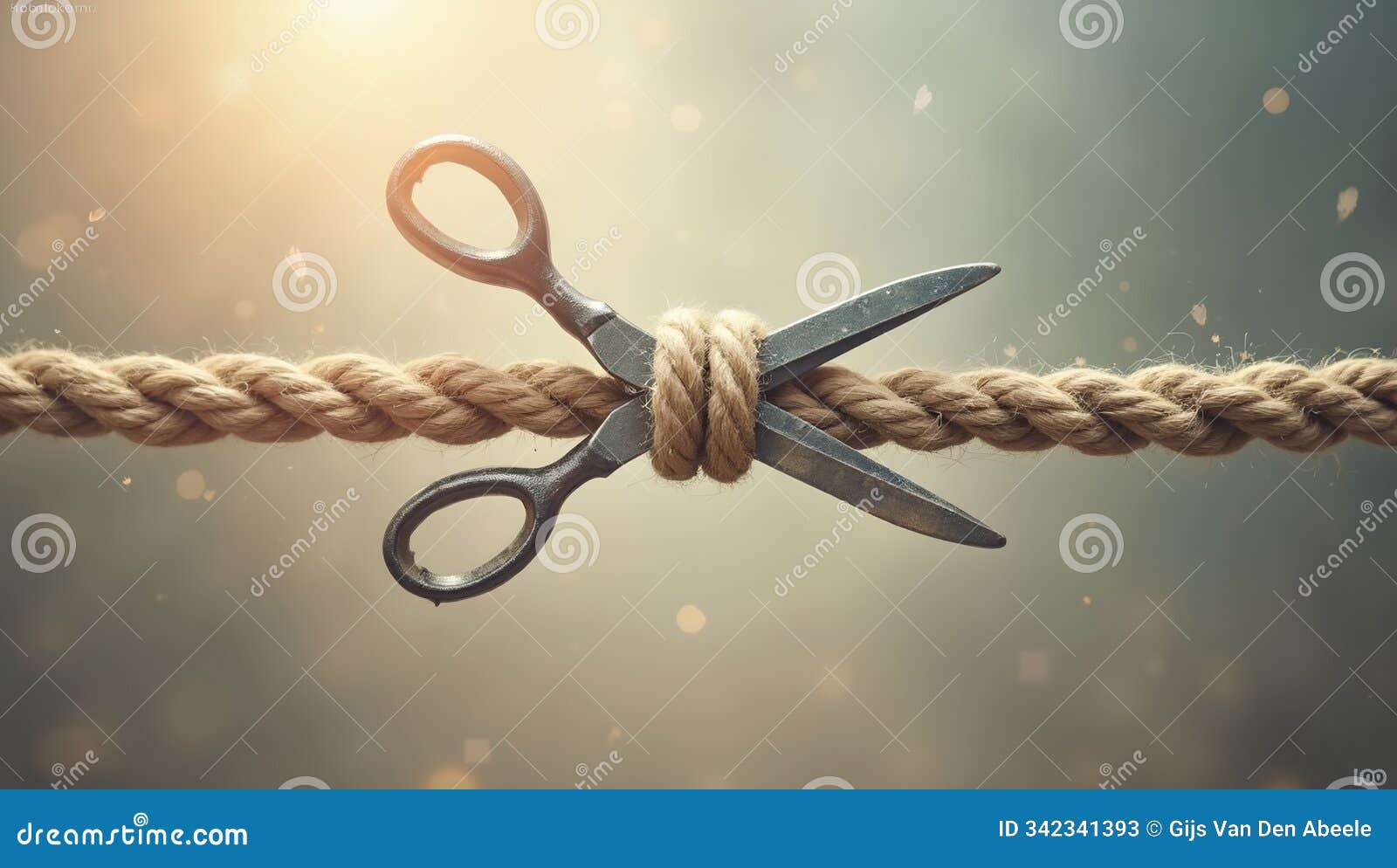 Symbolic Image Of Scissors Cutting Thick Rope Representing Liberation ...