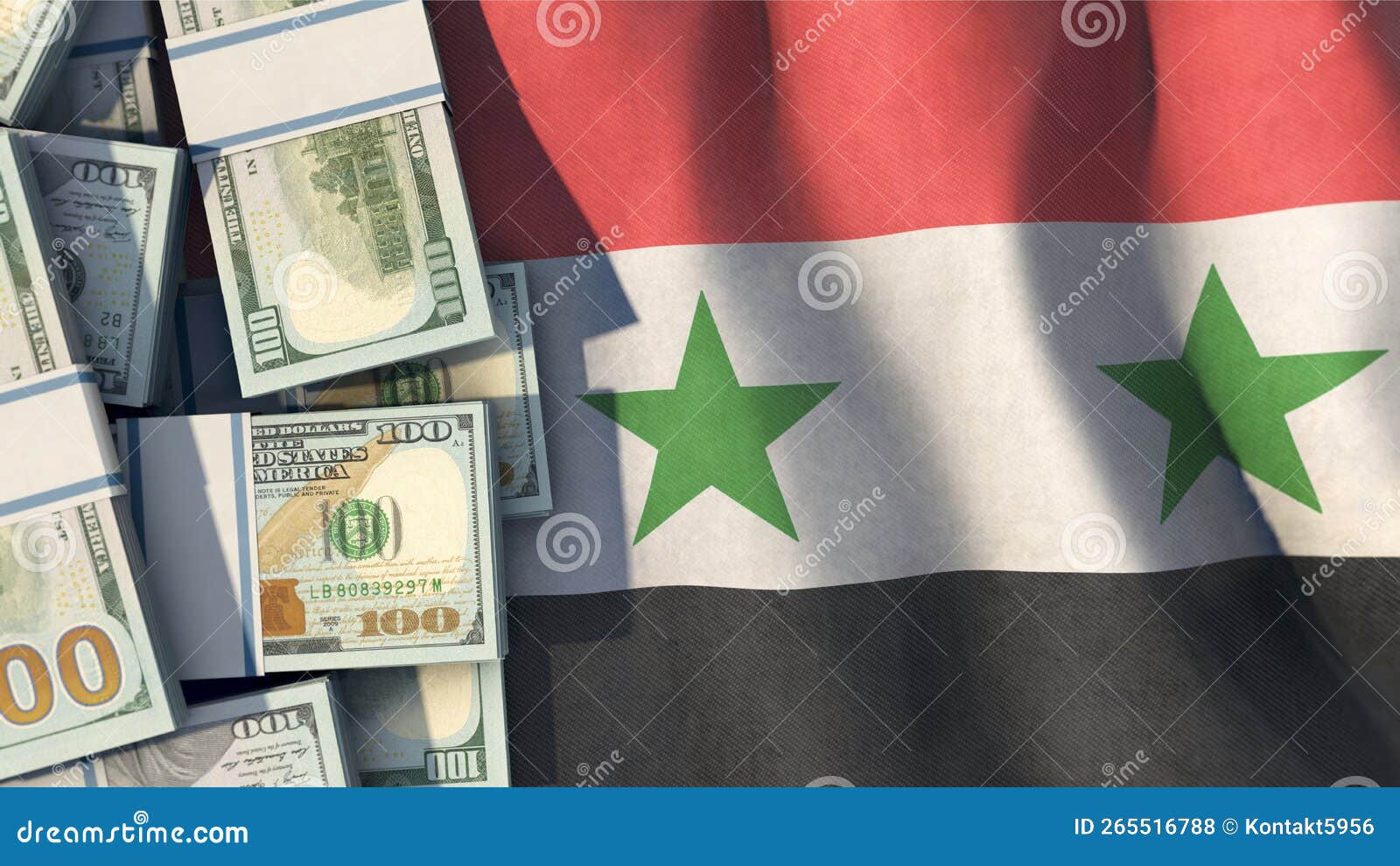 US Dollar Bills on Syria Flag Stock Photo - Image of transfer, billions ...