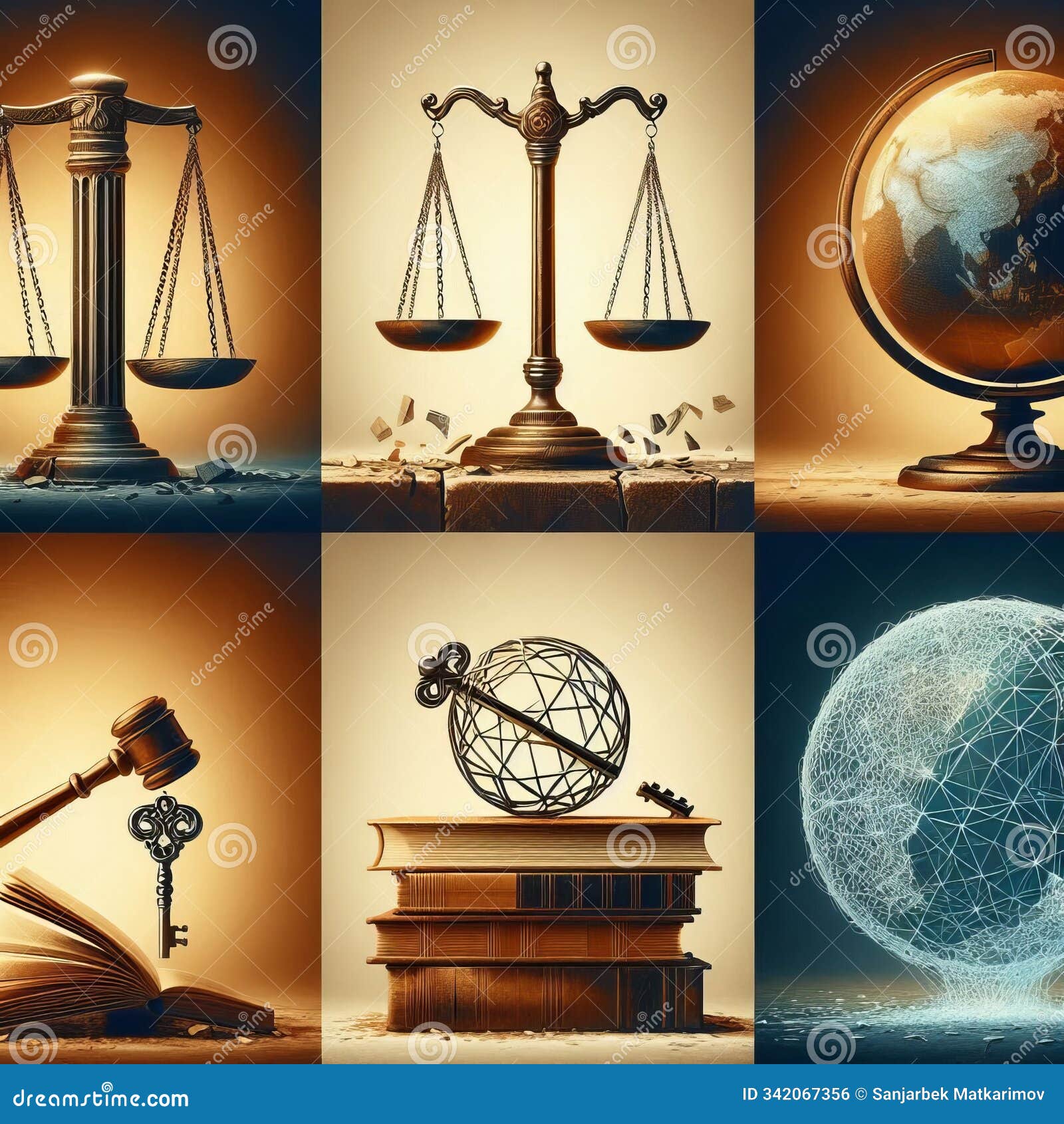 Symbolic Objects Variations Scales of Justice a Globe Representi Stock ...