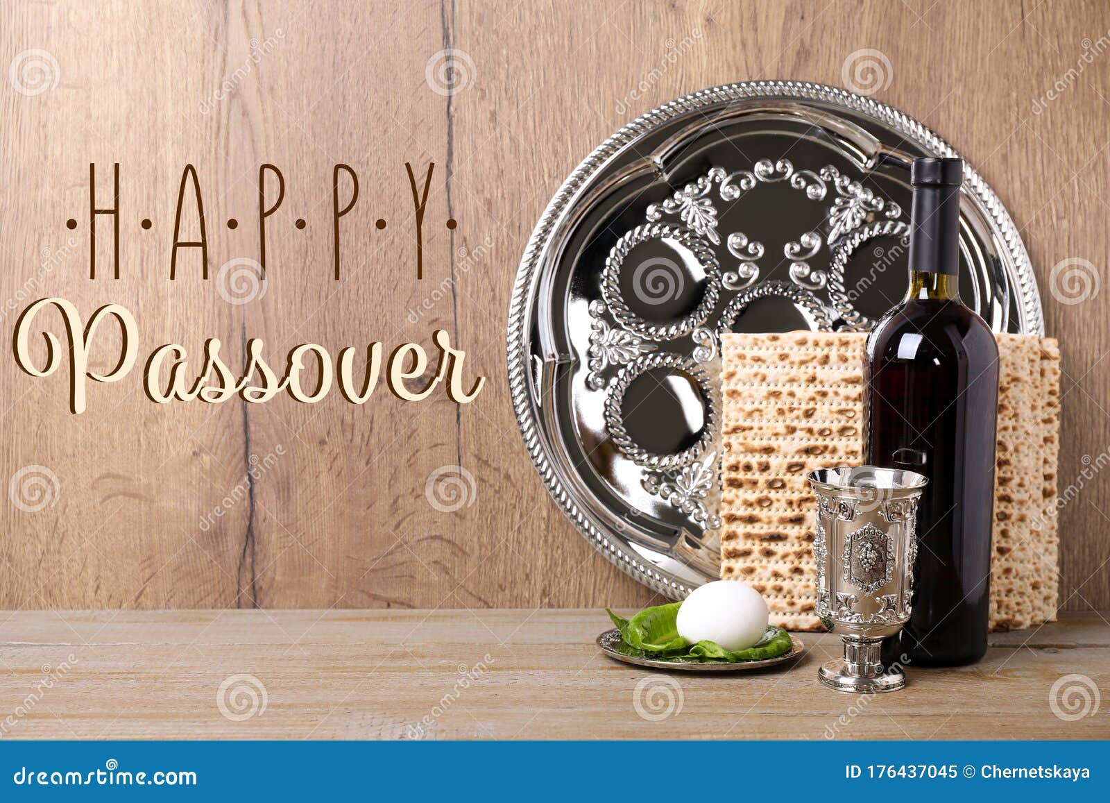 Symbolic Pesach Passover Seder Items on Table Stock Image - Image of ...