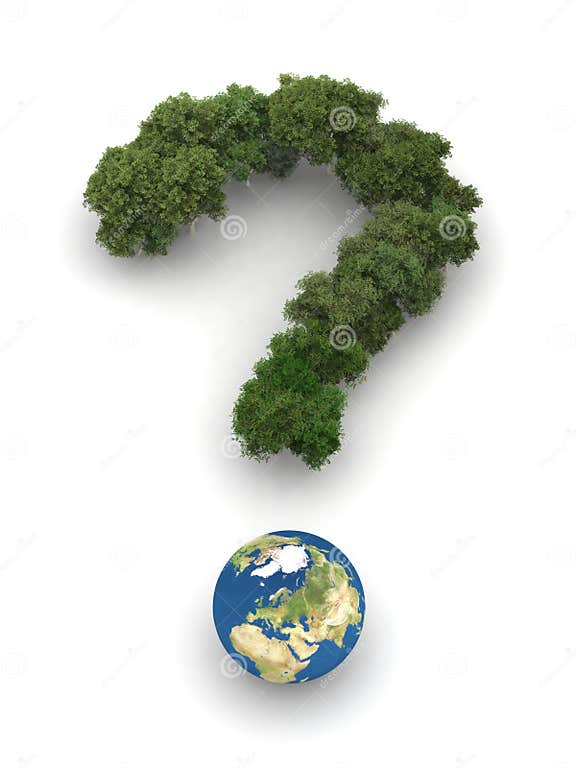 Symbolic Question Mark with Earth and Trees Stock Illustration ...