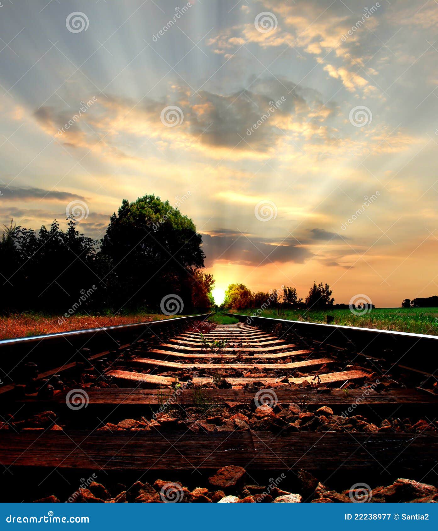 Symbolic railway in sunset stock image. Image of cloud - 22238977