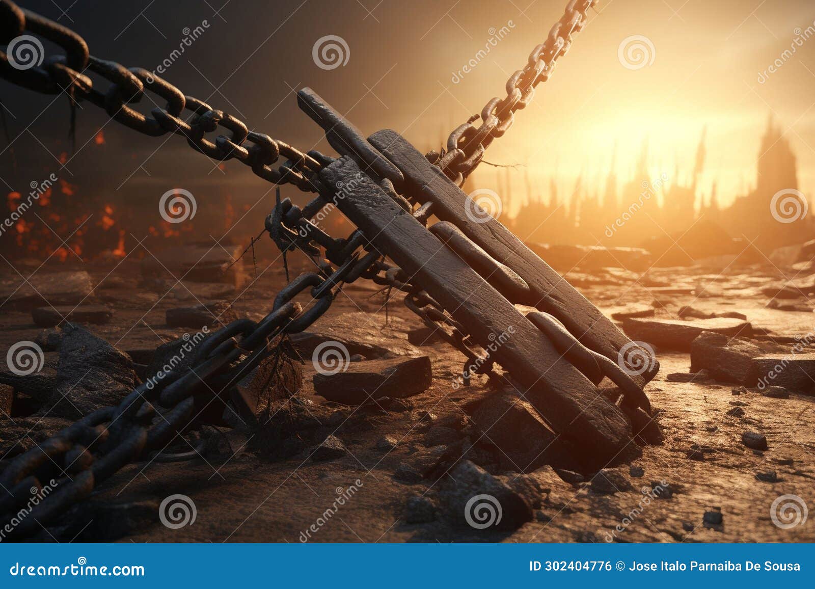 Symbolic Scene of a Broken Chain Emphasizing the Stock Illustration ...