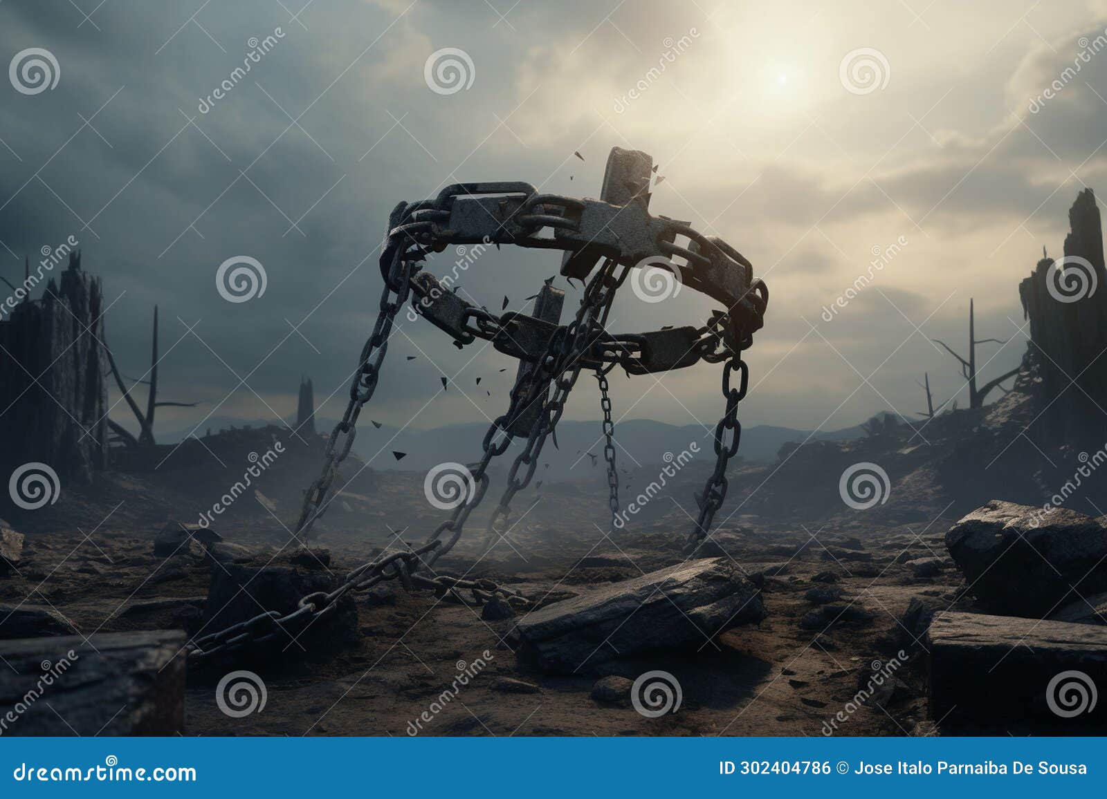 Symbolic Scene of a Broken Chain Emphasizing the Stock Illustration ...