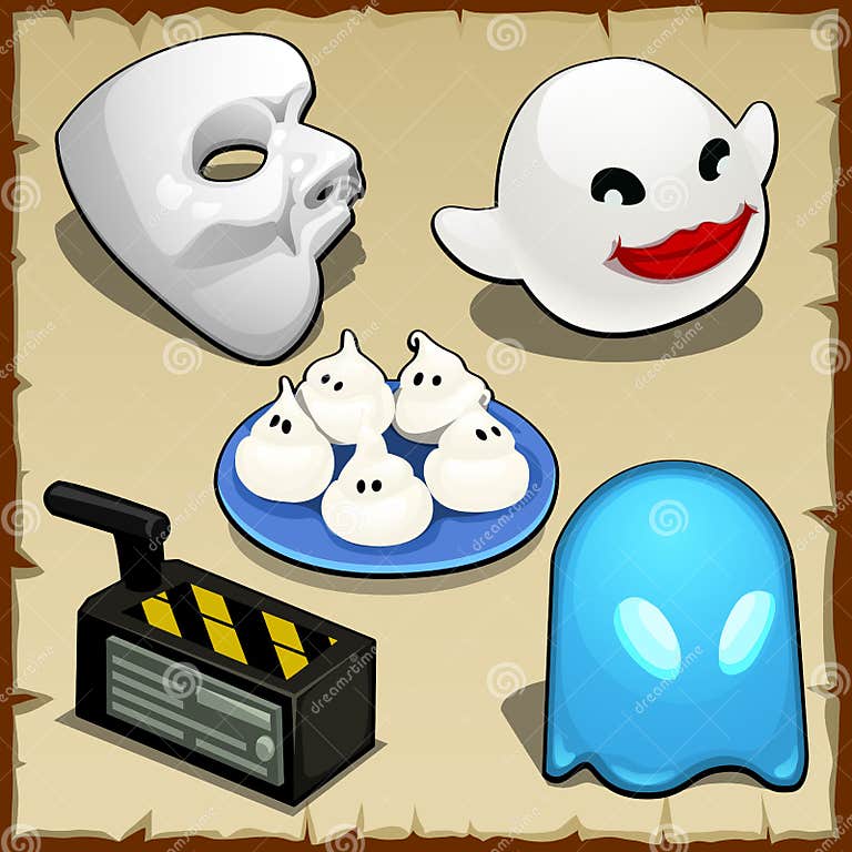 Symbolic Set of Different Ghosts, Five Items Stock Vector ...