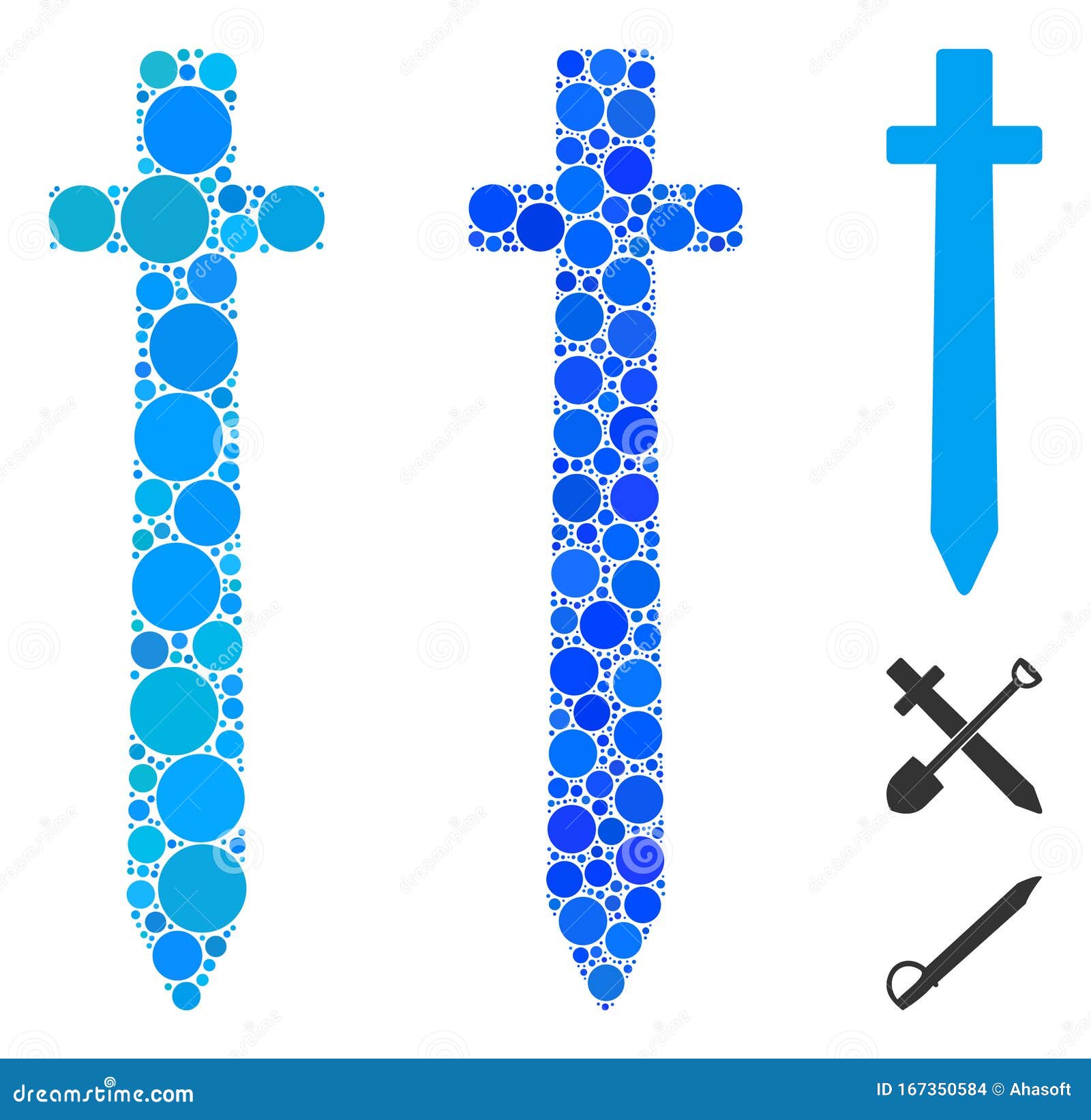 Symbolic Sword Mosaic Icon of Circle Dots Stock Illustration ...