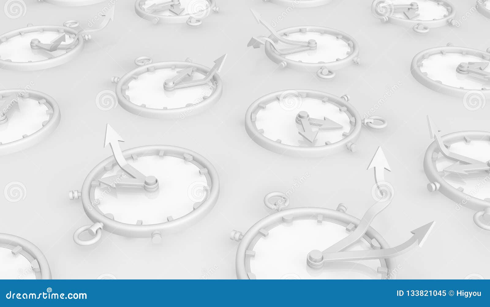 Arrow Time White Clocks stock illustration. Illustration of surreal ...