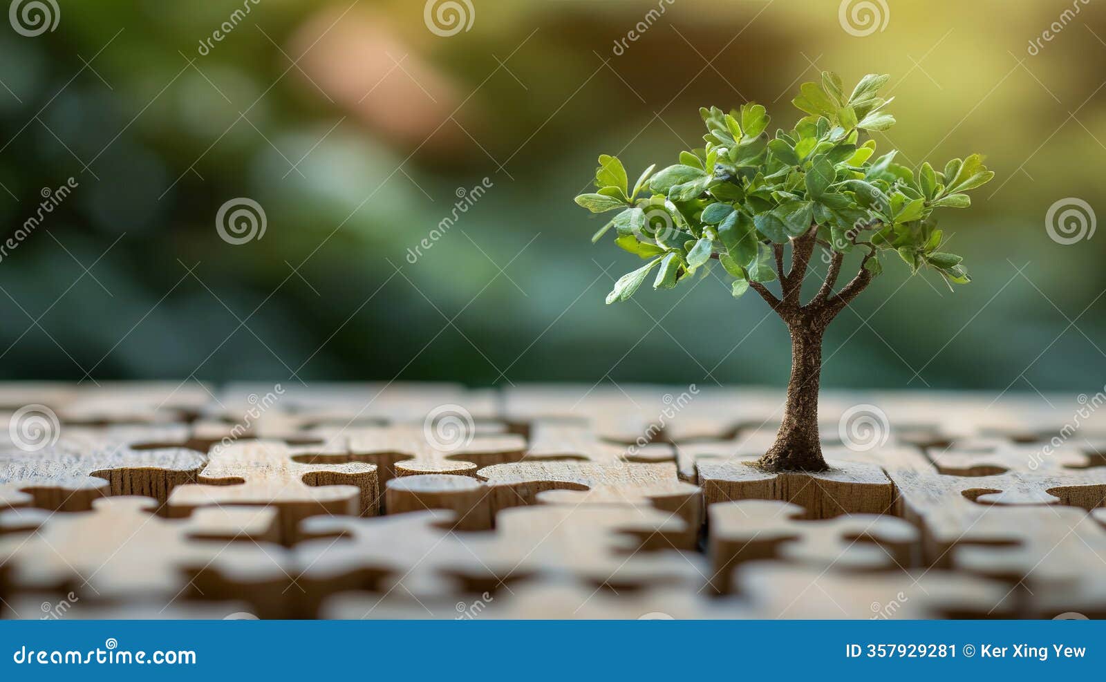 Symbolic Tiny Tree on Wooden Puzzle Represents Growth and Environment ...