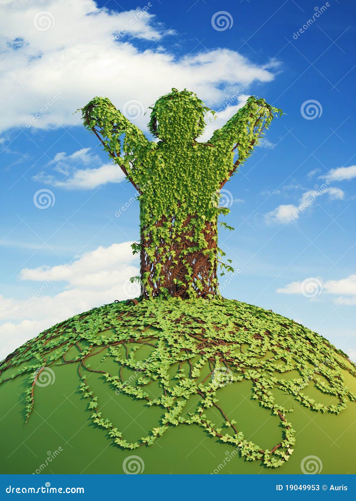 Symbolic Tree Man on the Planet Stock Illustration - Illustration of ...