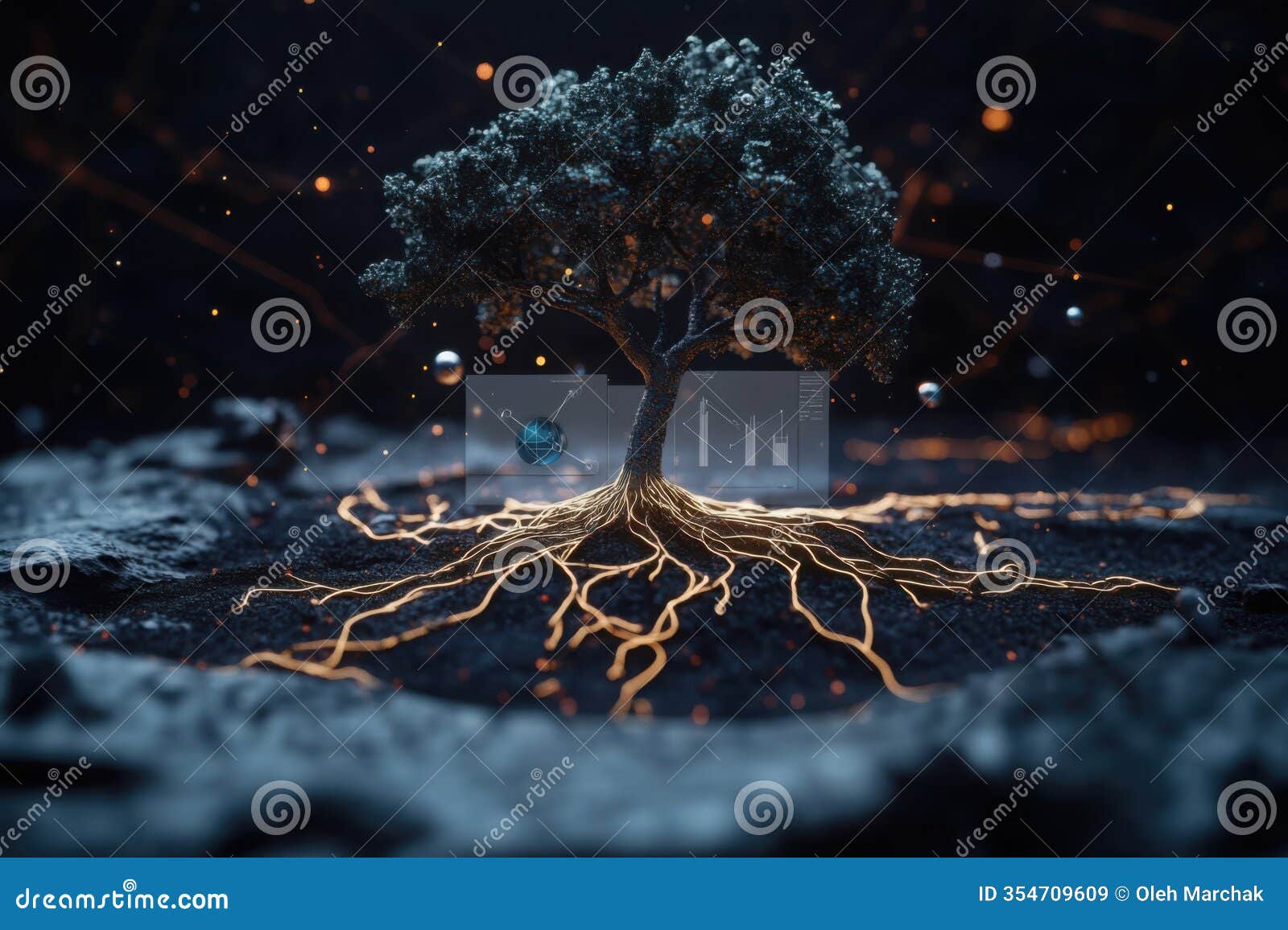 Symbolic Tree with Roots Reaching Deep into the Earth To Represent ...