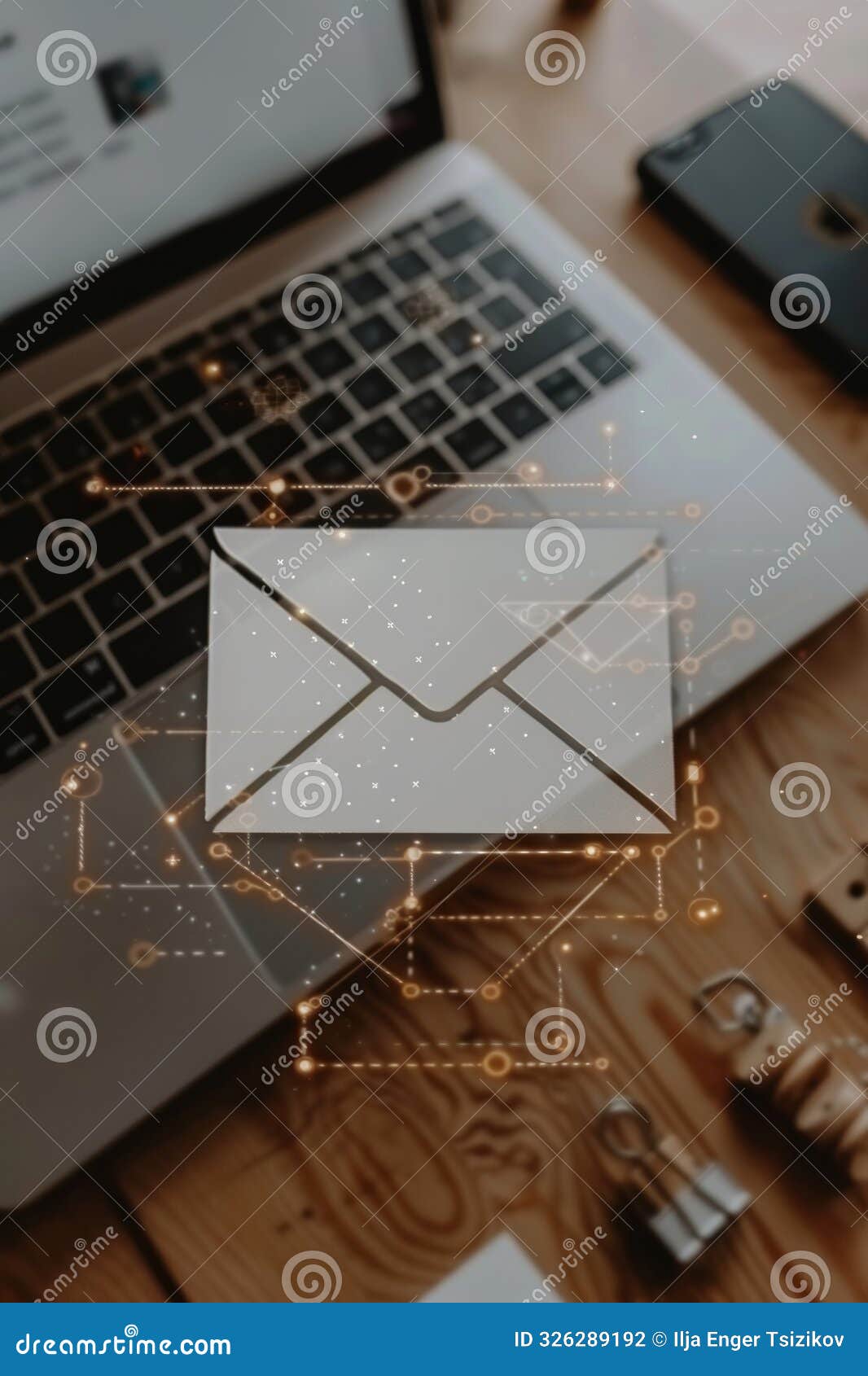 Symbolic White Envelope with Arrow Pointing To Computer Screen for ...