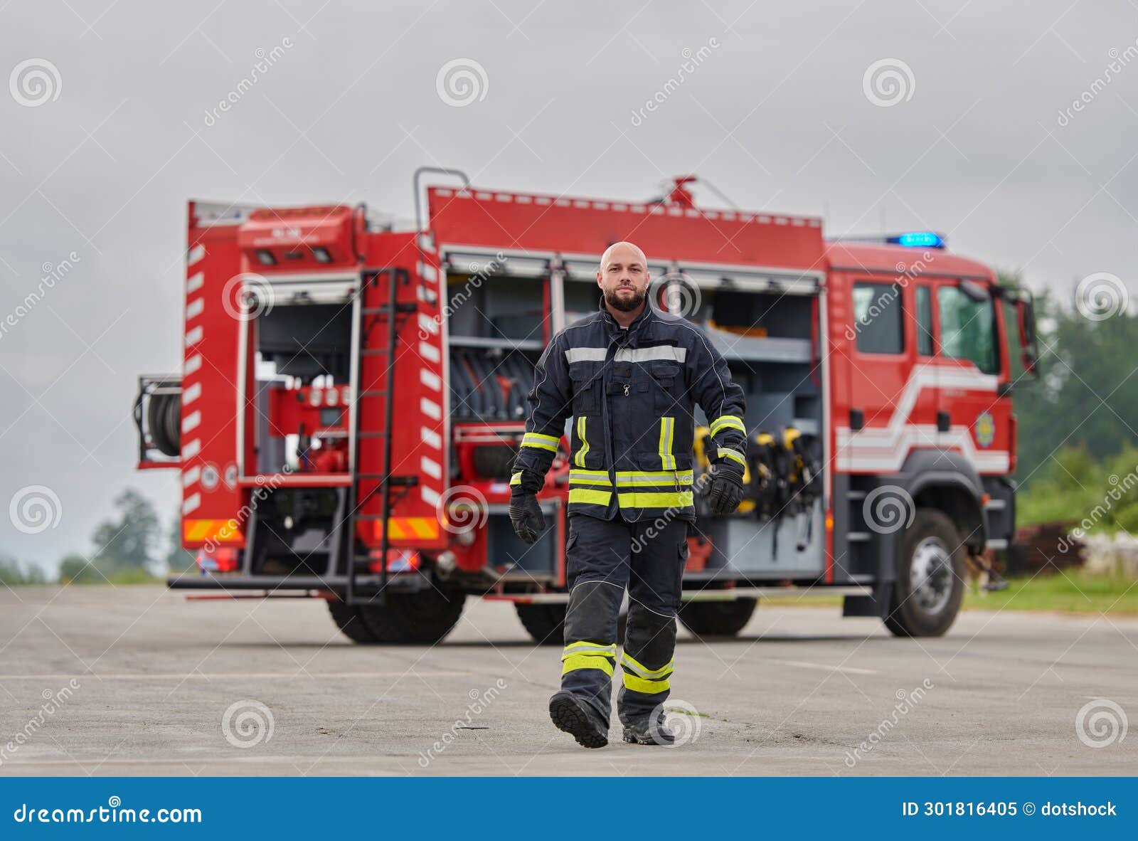 A Symbolically Brave Firefighter Strides Forward with Unwavering ...