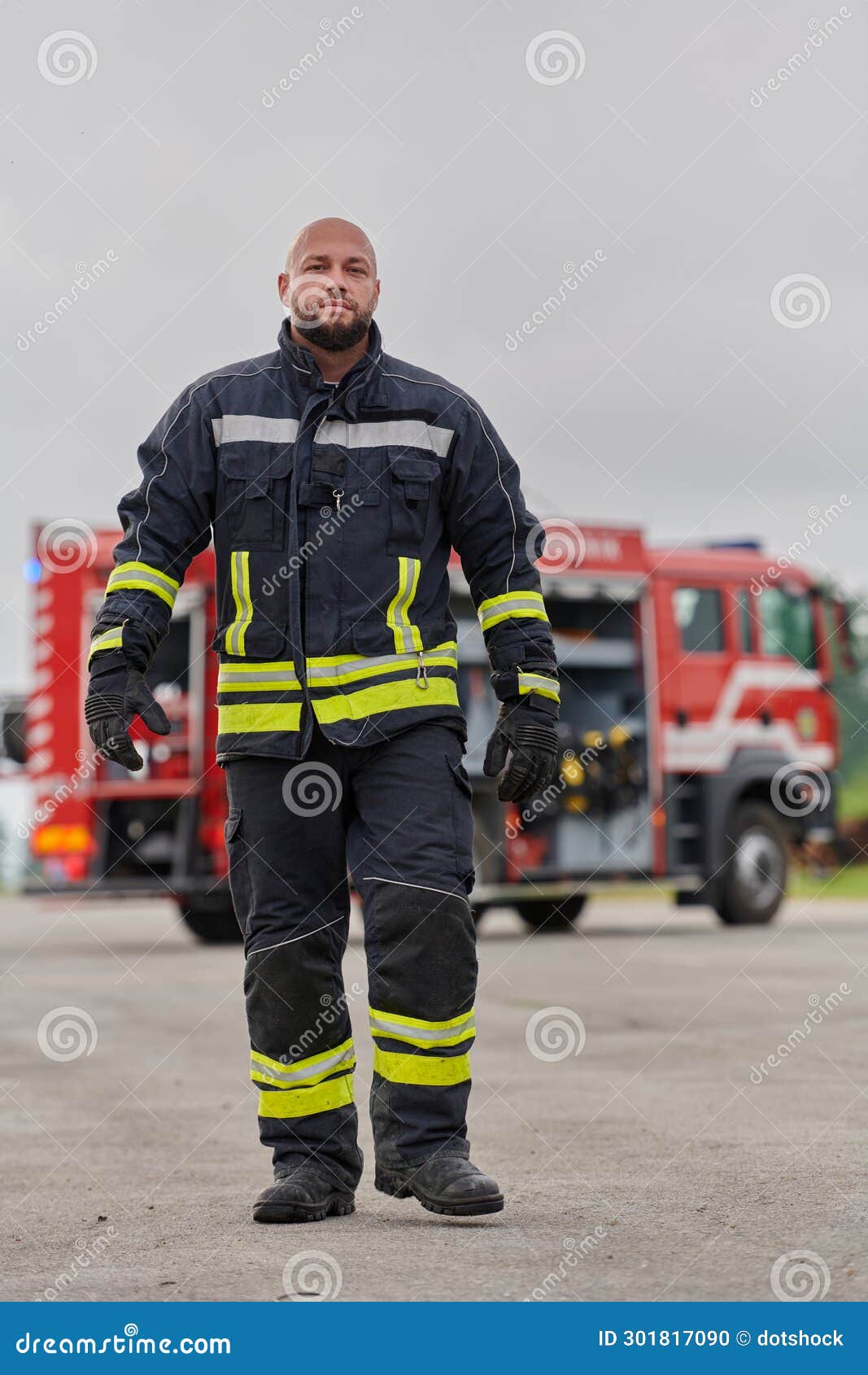 A Symbolically Brave Firefighter Strides Forward with Unwavering ...