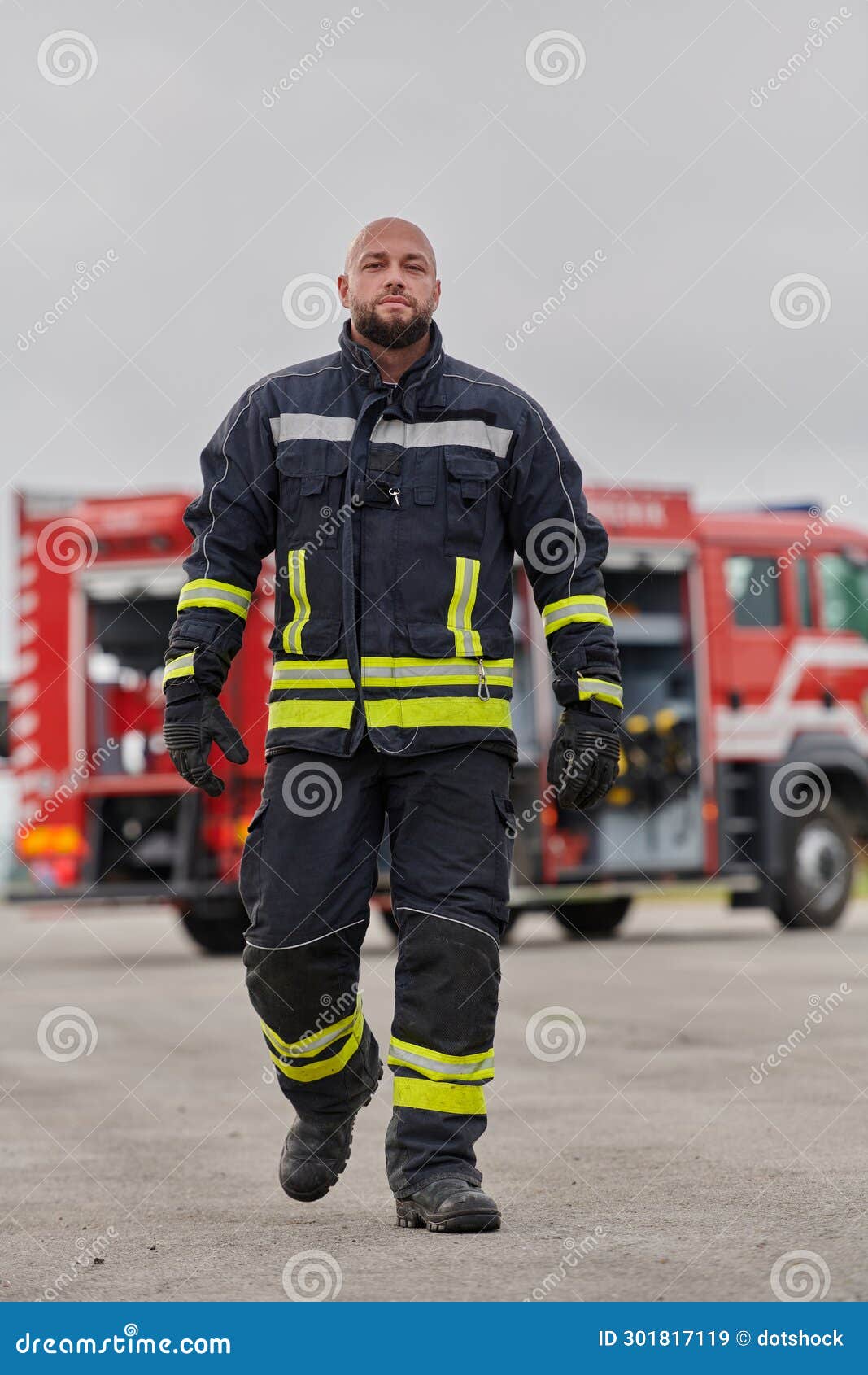 A Symbolically Brave Firefighter Strides Forward with Unwavering ...