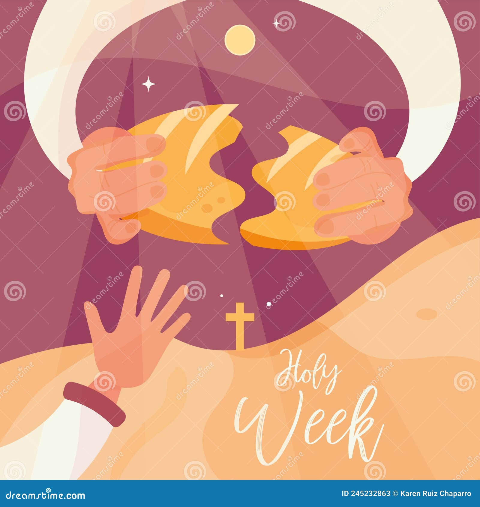 Symbolization of the Breaking of Bread Holy Week Vector Stock Vector ...