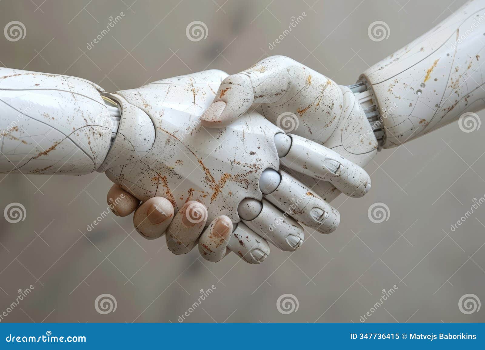 Collaboration Between Humanity And Technology. Hands Of Human And Robot ...