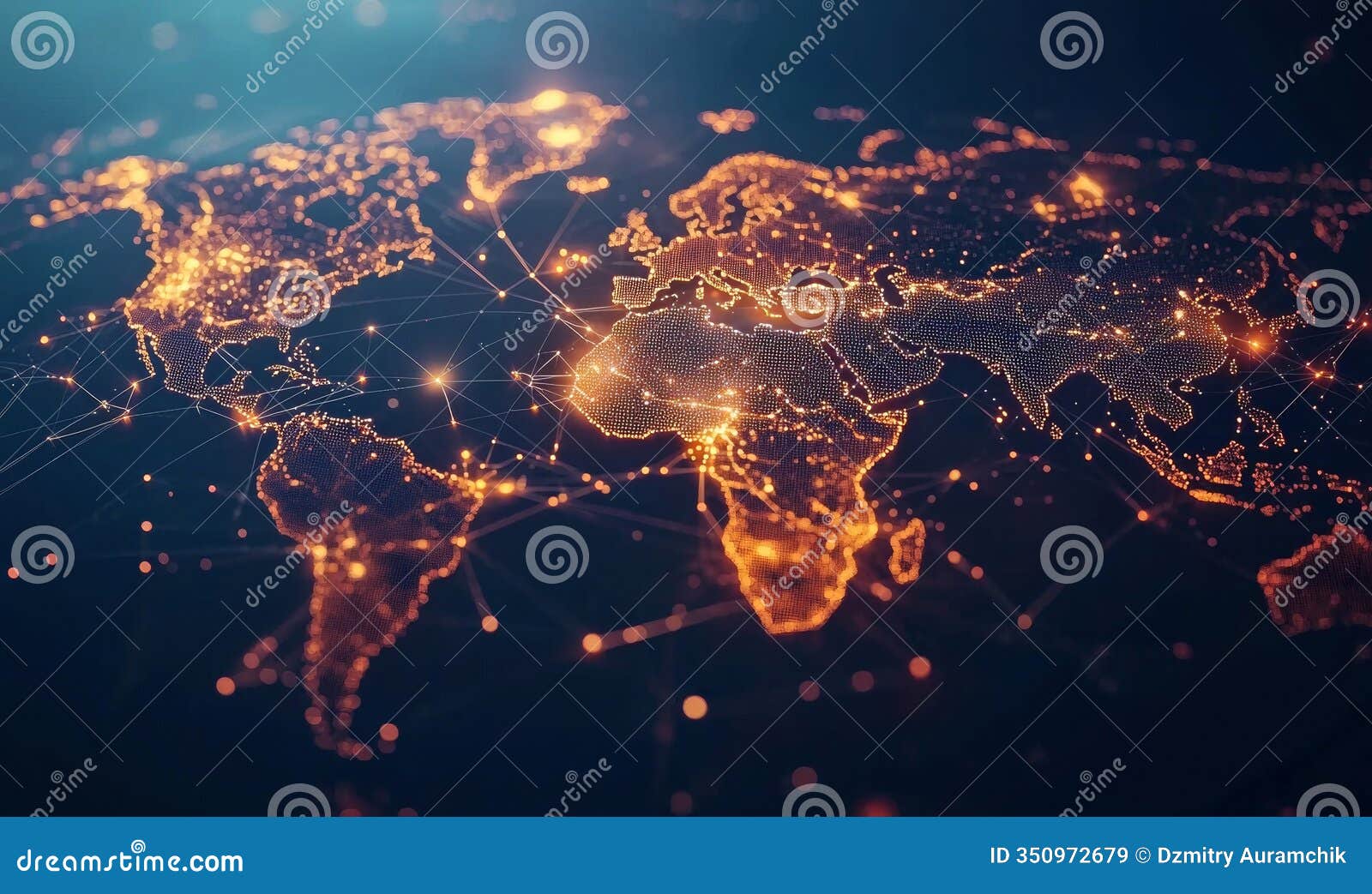 Symbolizing International Connectivity and Communication, World Map ...