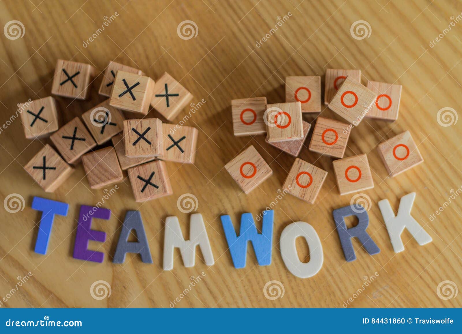 Symbolizing Teamwork with Wooden Blocks and Colored Letters with Stock ...