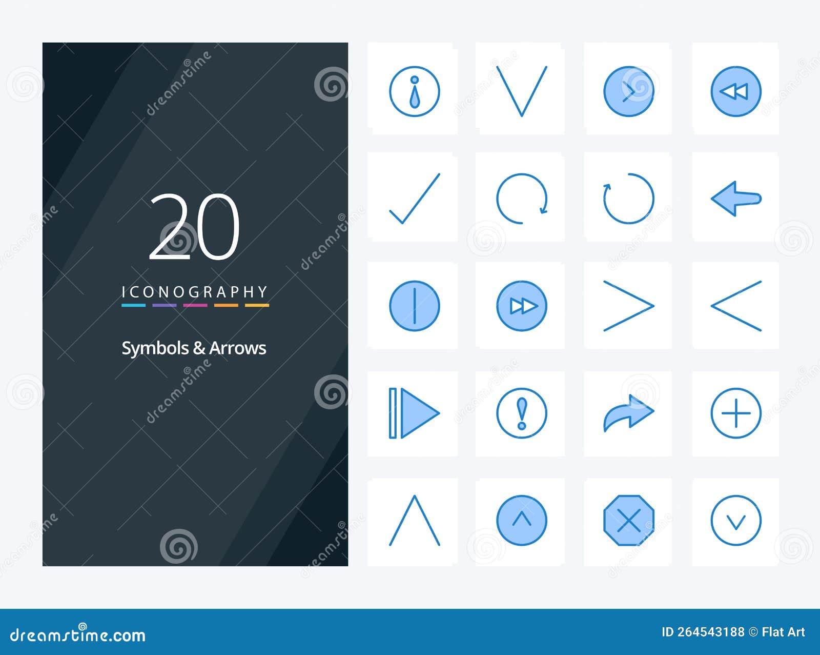 20 Symbols Arrows Blue Color Icon for Presentation Stock Vector ...