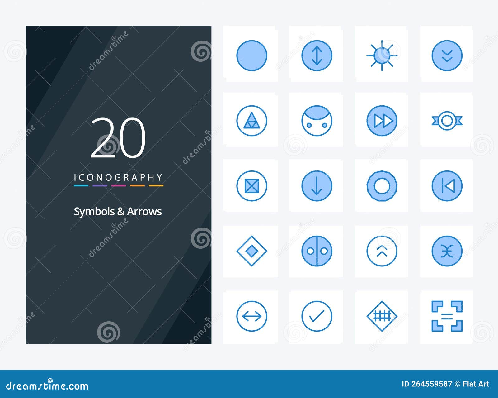 20 Symbols Arrows Blue Color Icon for Presentation Stock Vector ...