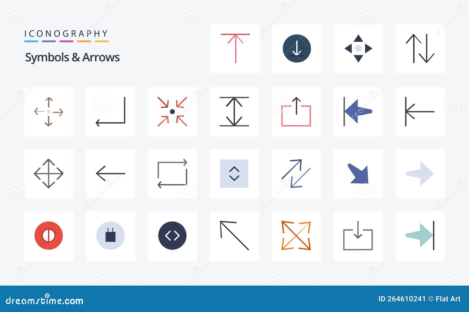 25 Symbols Arrows Flat Color Icon Pack Stock Vector - Illustration of ...