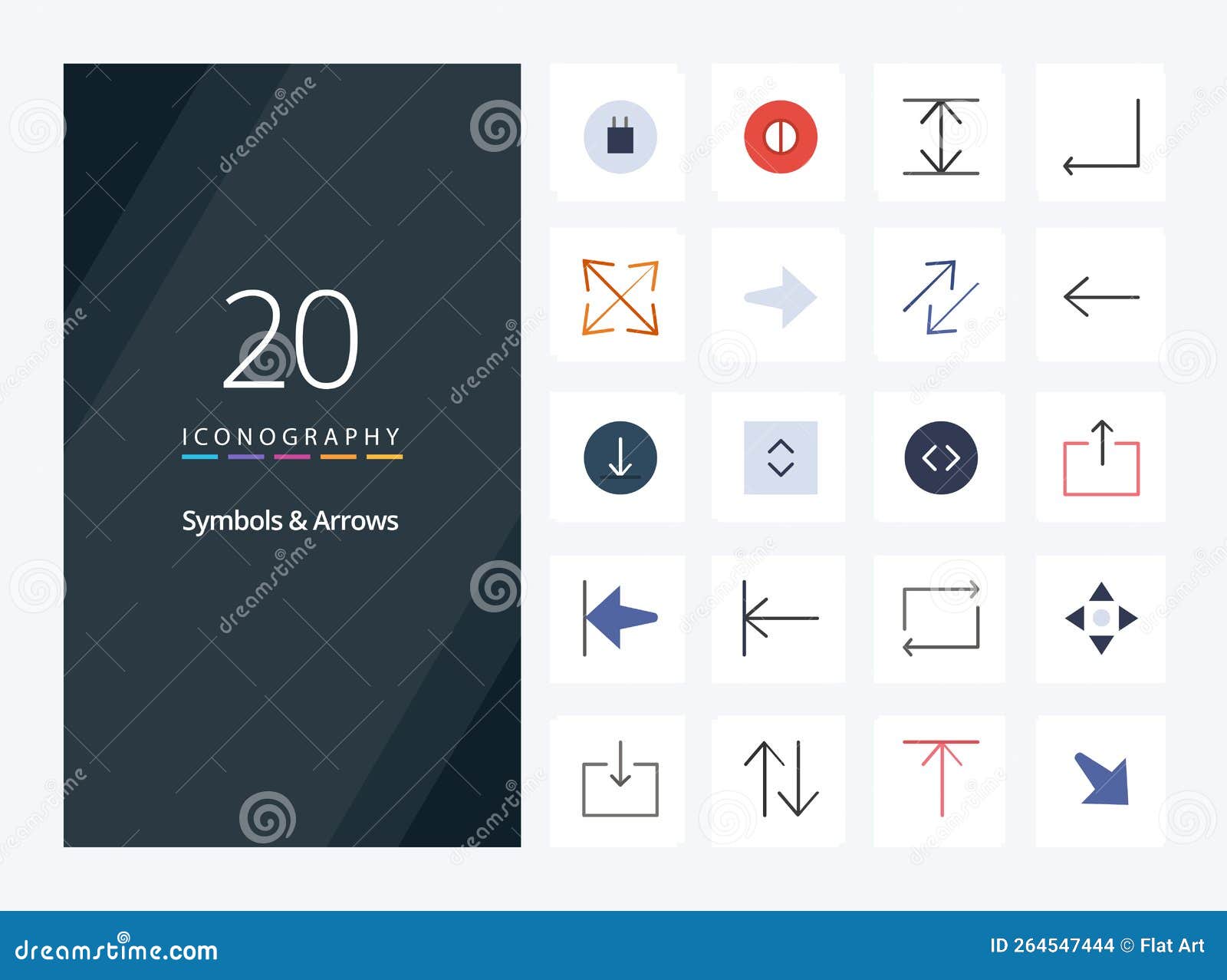 20 Symbols Arrows Flat Color Icon for Presentation Stock Vector ...