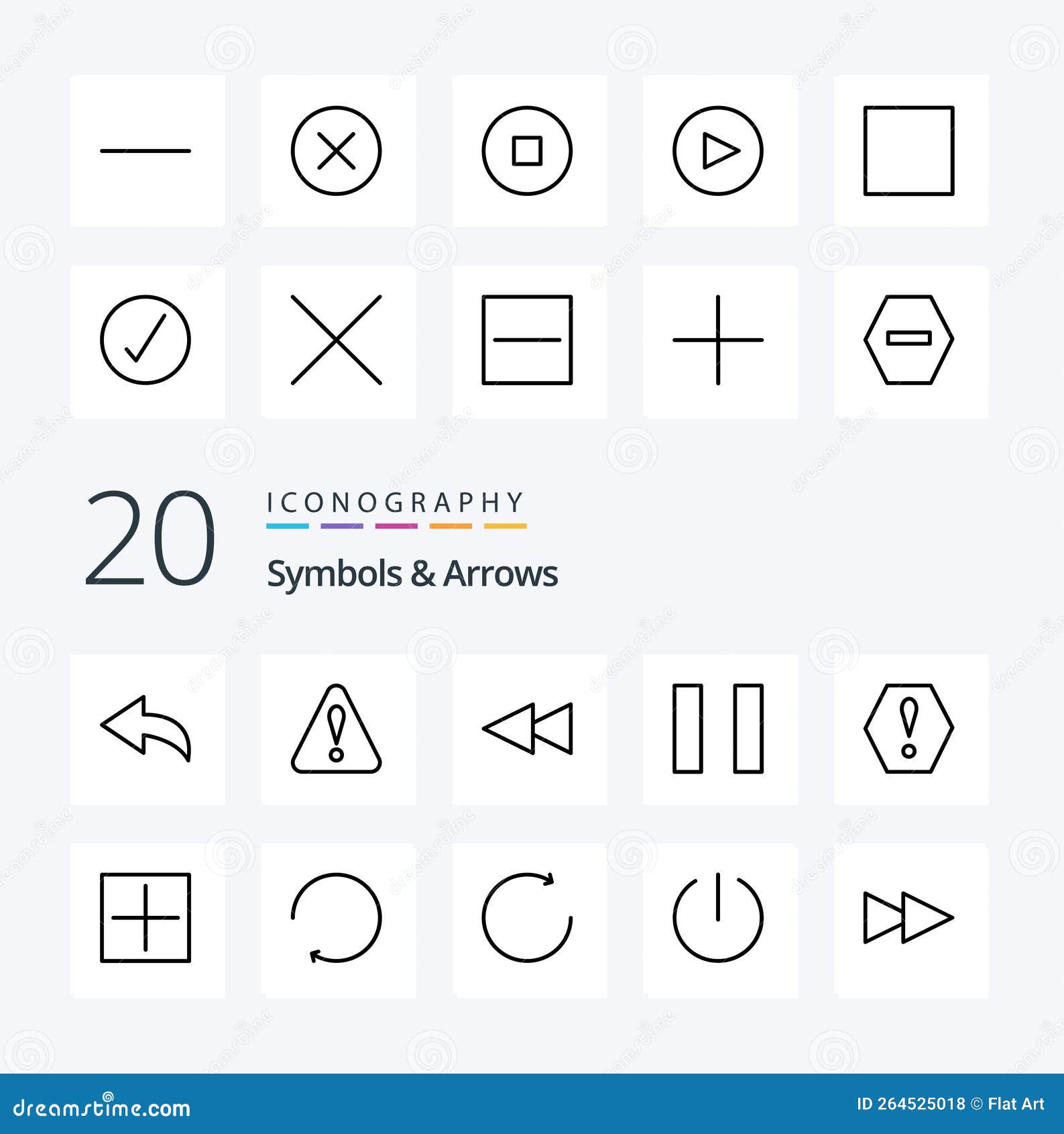 20 Symbols Arrows Line Icon Pack Like Rotate Arrow Error Plus New Stock ...