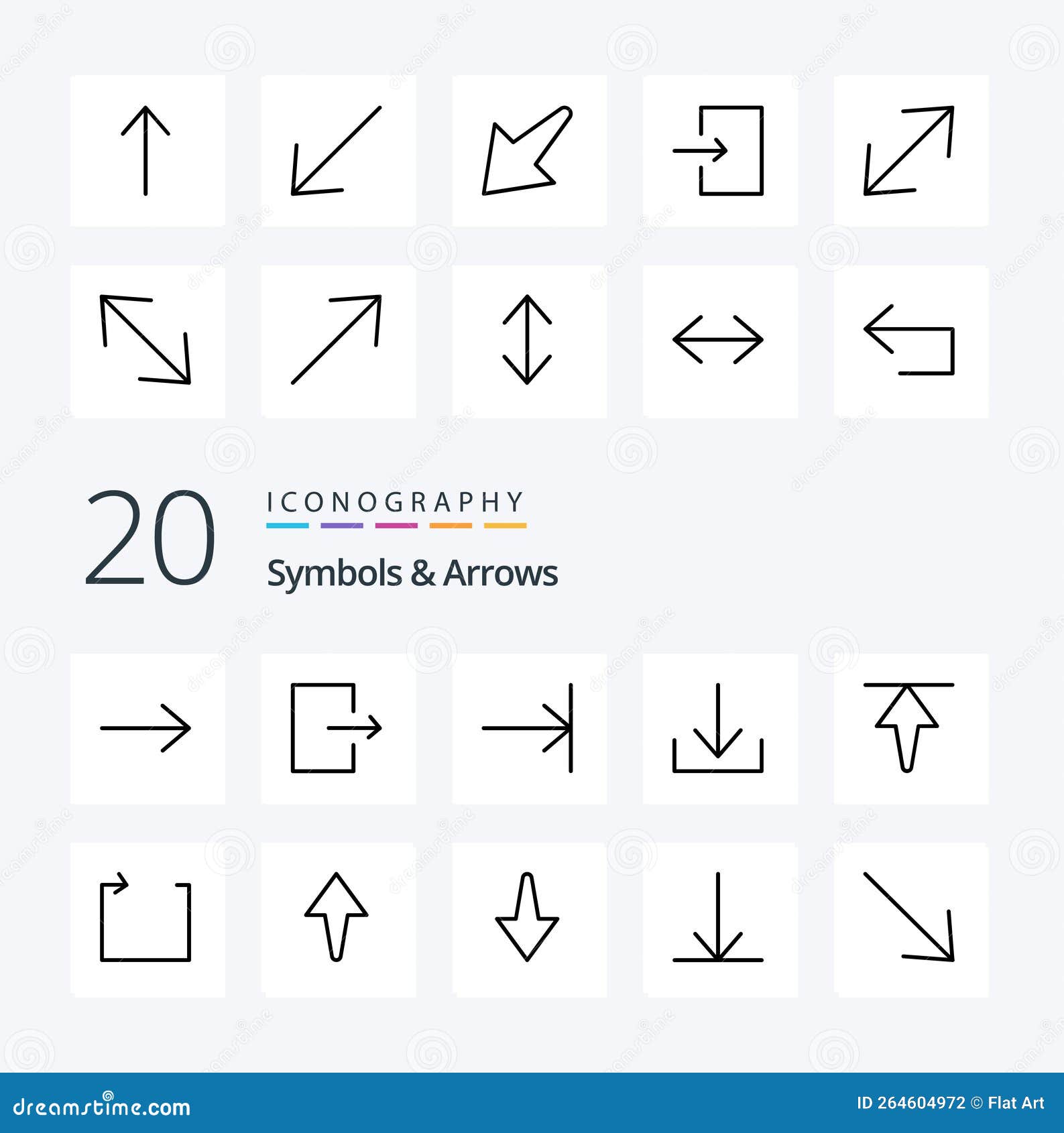 20 Symbols Arrows Line Icon Pack Like Up Repeat Arrow Loop Up Stock ...