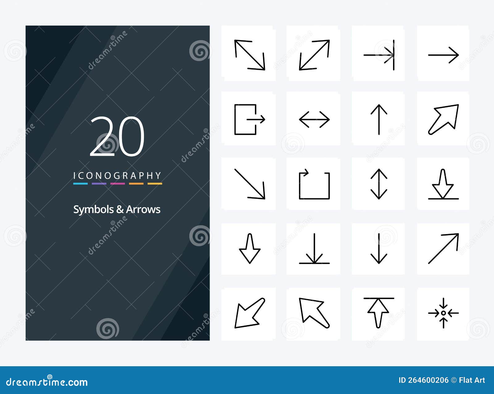 20 Symbols Arrows Outline Icon for Presentation Stock Vector ...