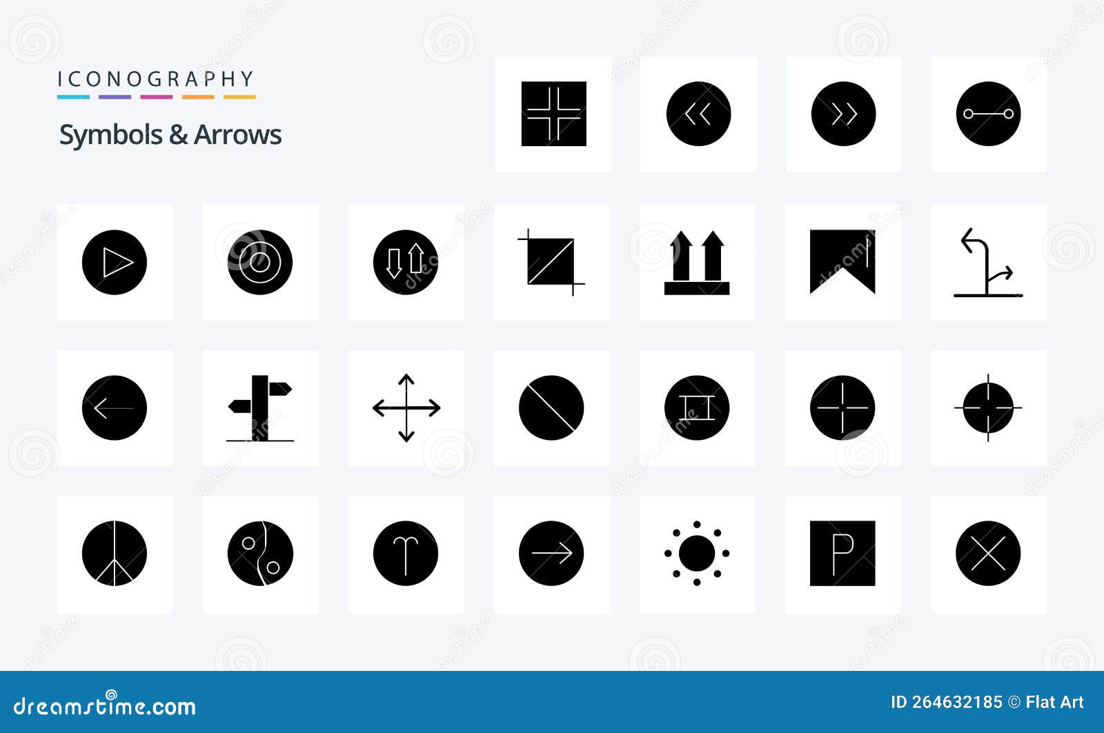 25 Symbols Arrows Solid Glyph Icon Pack Stock Vector - Illustration of streaming, tool: 264632185