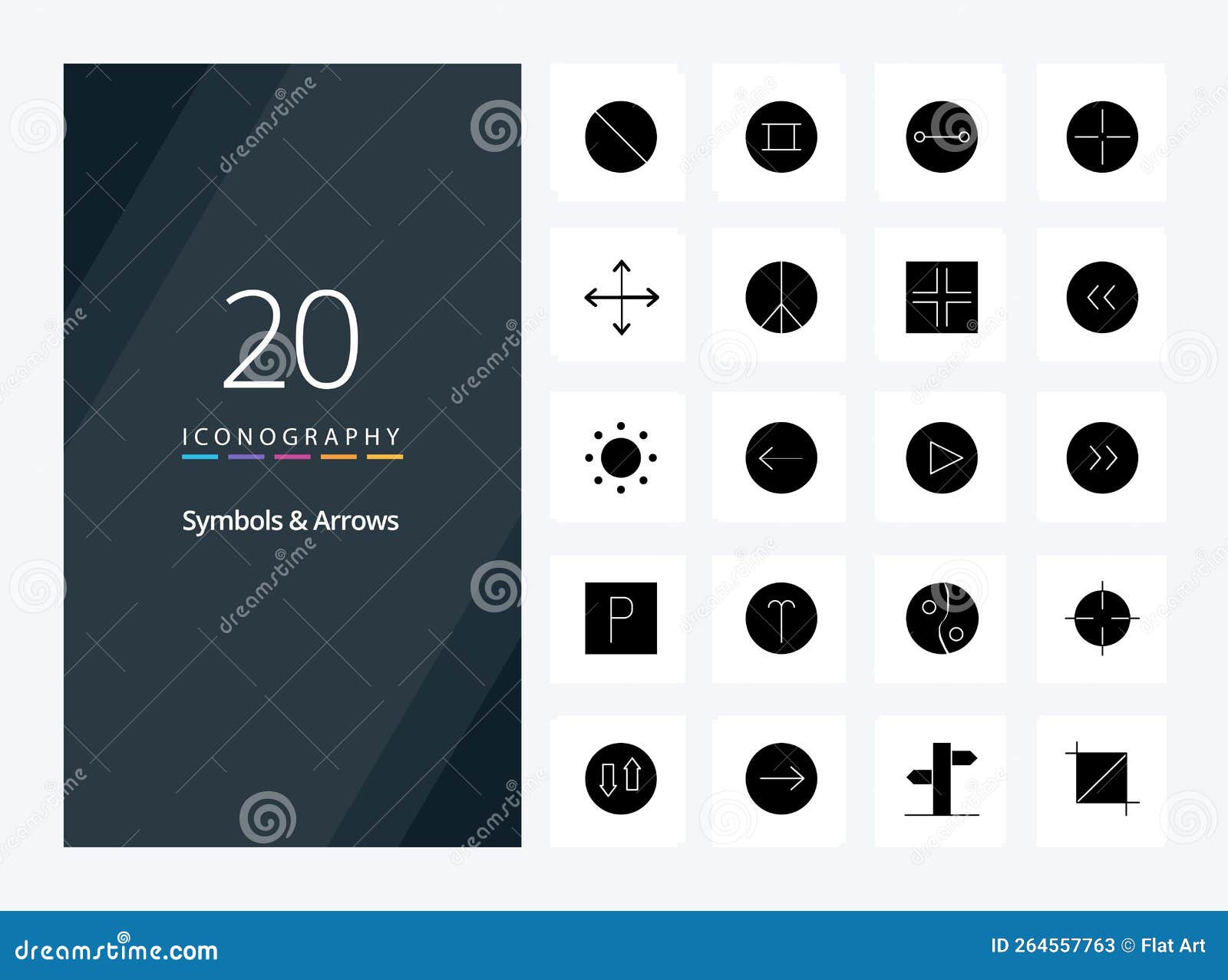 20 Symbols Arrows Solid Glyph Icon for Presentation Stock Vector ...