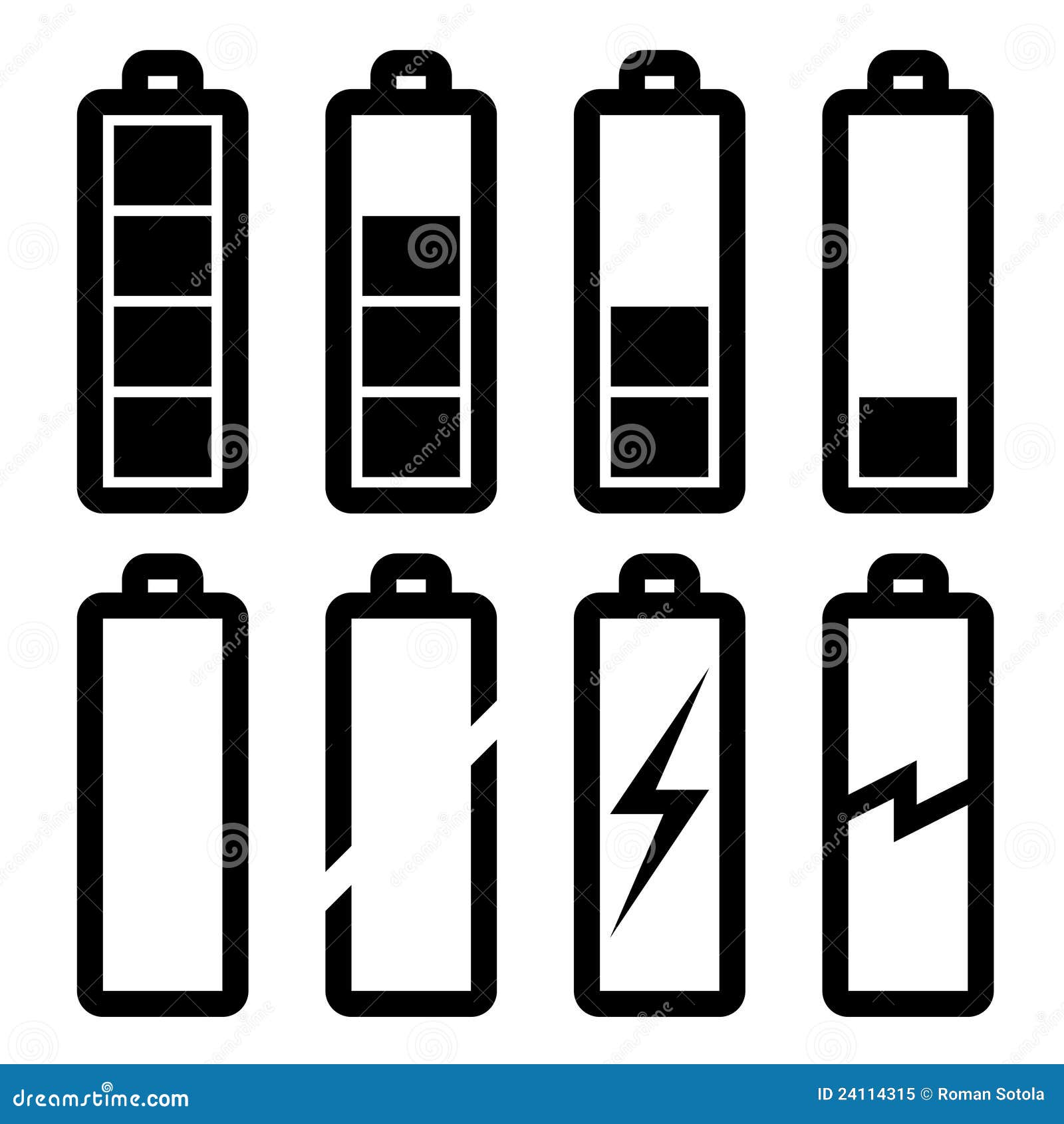 Symbols of battery level stock vector. Illustration of indicator - 24114315