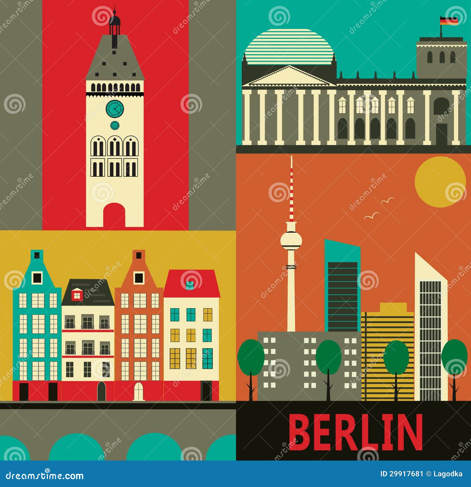 Berlin city. stock vector. Illustration of capital, office - 29917681