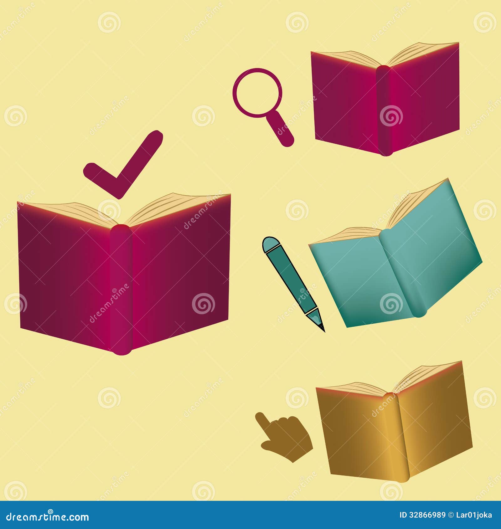 Symbols and books stock vector. Illustration of icons - 32866989