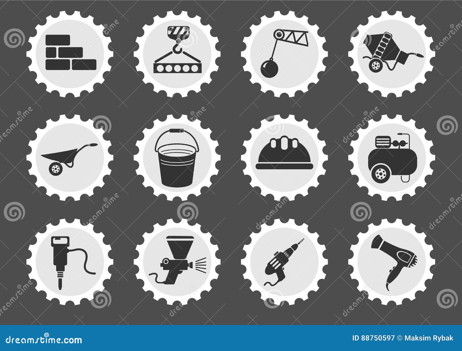 Symbols of Building Equipment Stock Illustration - Illustration of ...