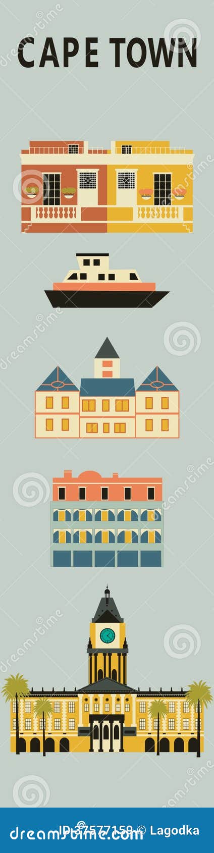 Symbols of Cape town stock vector. Illustration of city - 37577159