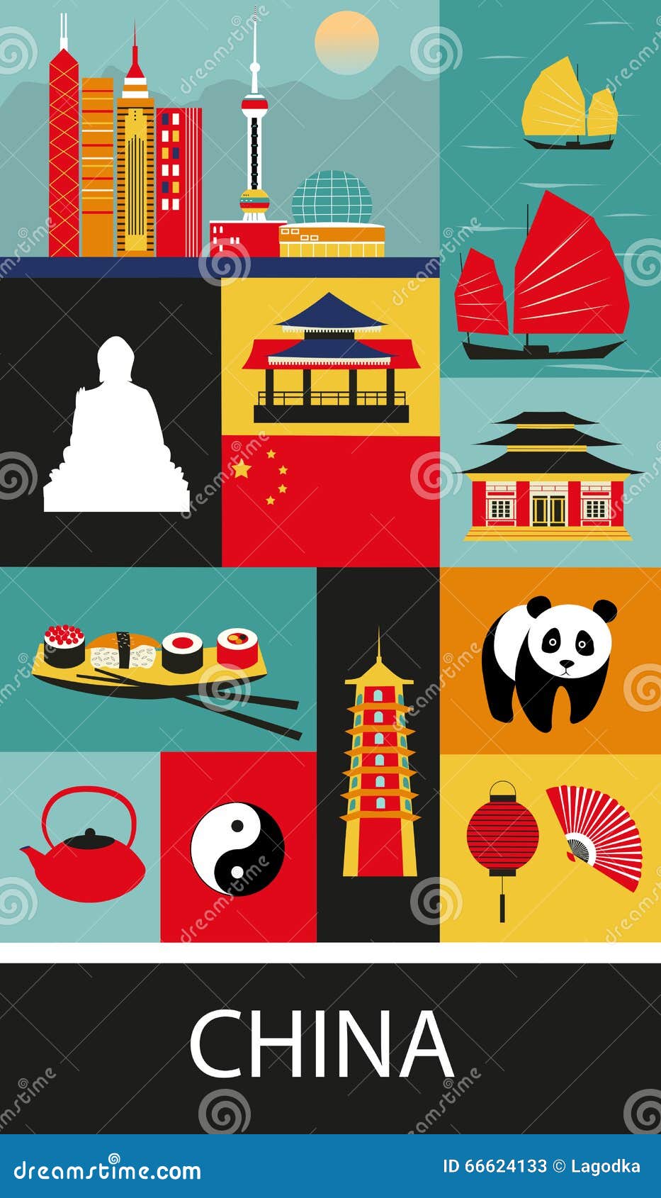 Symbols of China. stock vector. Illustration of orange - 66624133