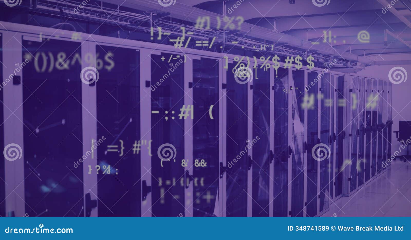 Symbols and Coding Image Over Server Racks in Data Center Stock Image - Image of infrastructure ...