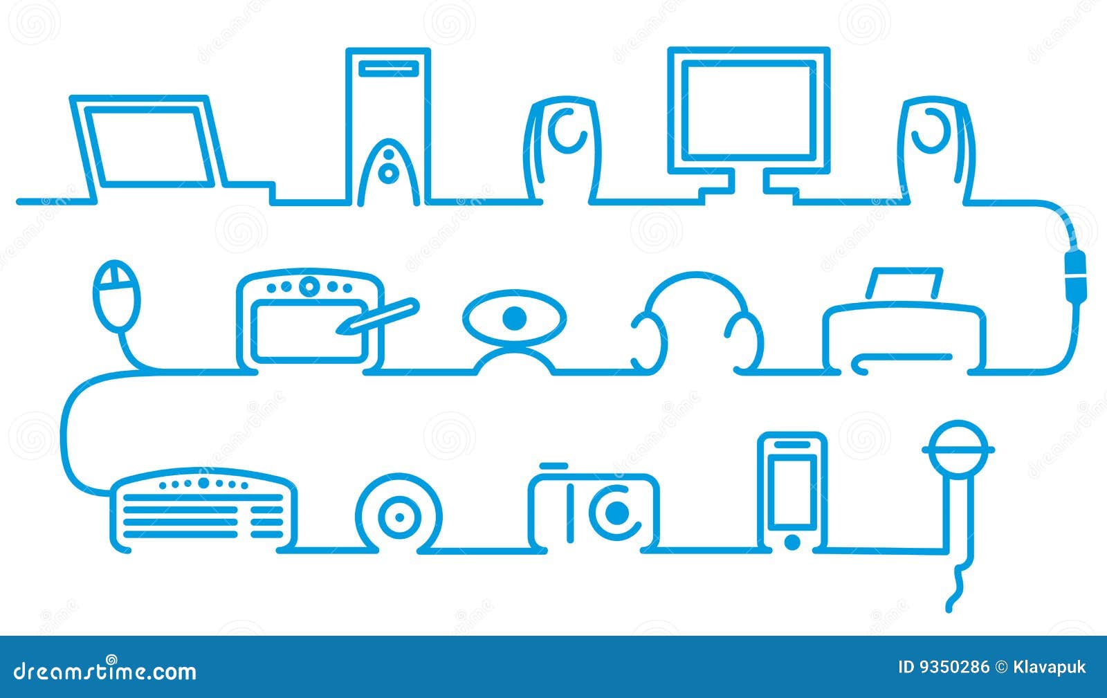 Symbols of Computer Technics Stock Vector - Illustration of digital ...