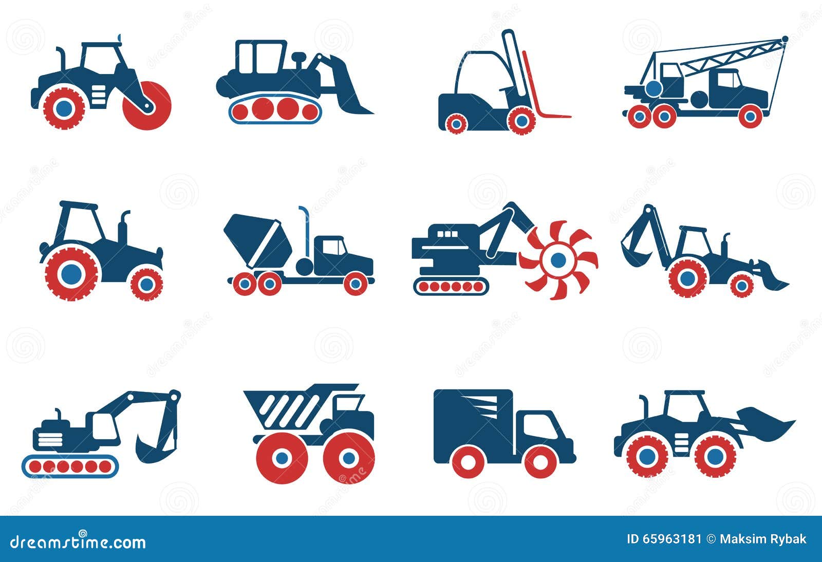 Symbols of Construction Machines Stock Vector - Illustration of ...
