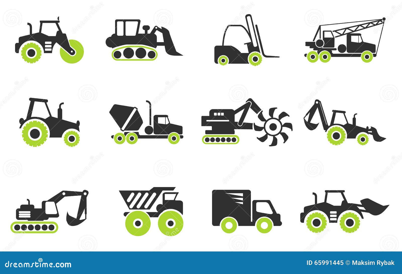 Symbols of Construction Machines Stock Vector - Illustration of minibus ...