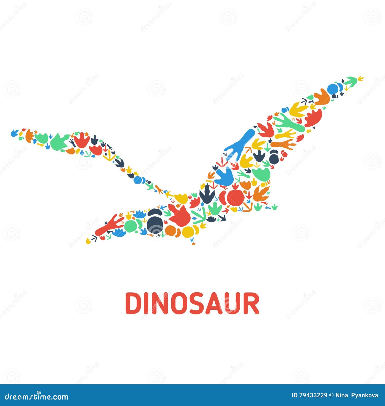 Symbols of Dinosaurs and Dinosaur Footprints Stock Vector ...