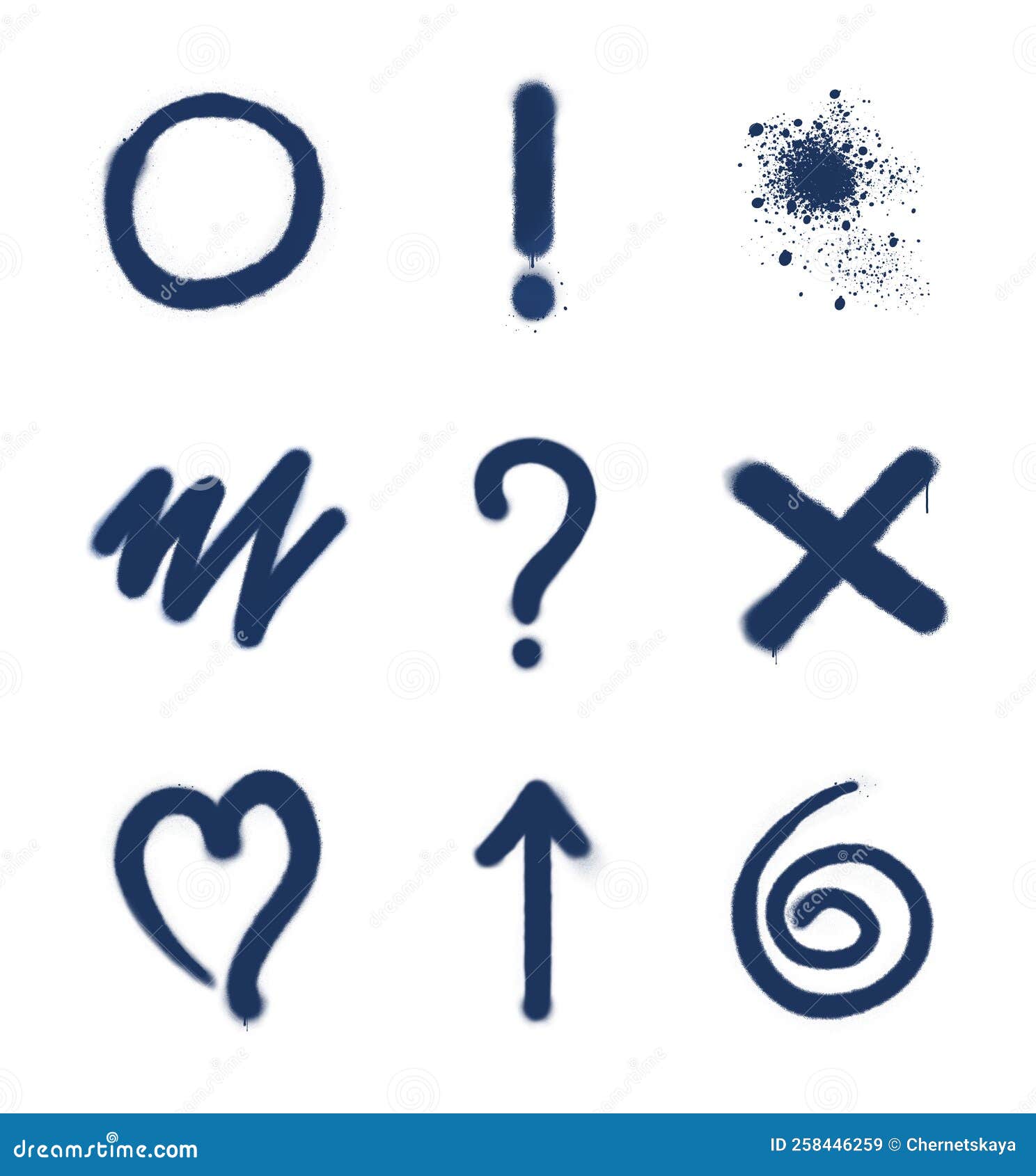 Symbols Drawn By Black Spray Paint On White Background, Collage Royalty ...