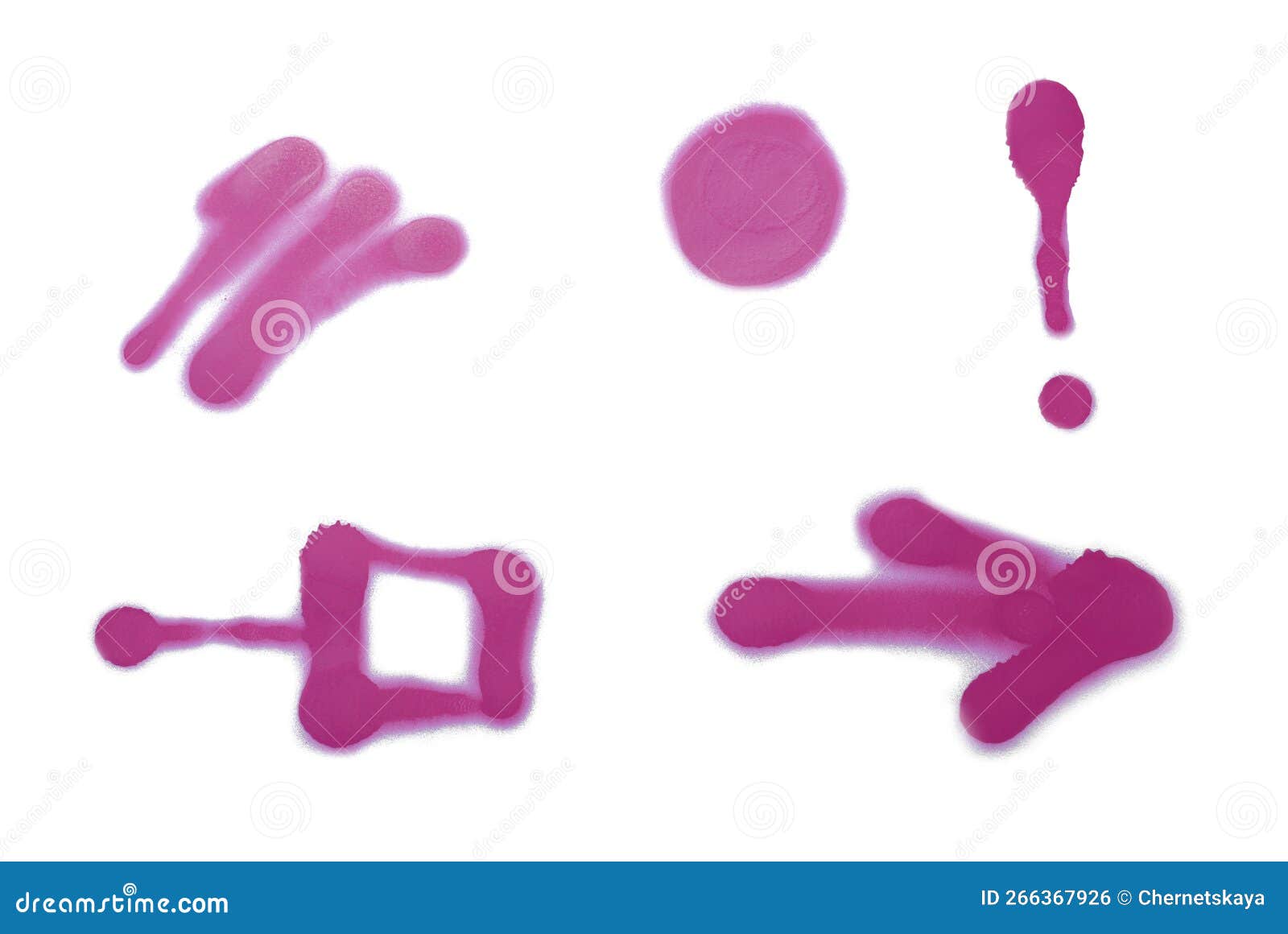 Symbols Drawn by Pink Spray Paint on White Background Stock Photo ...