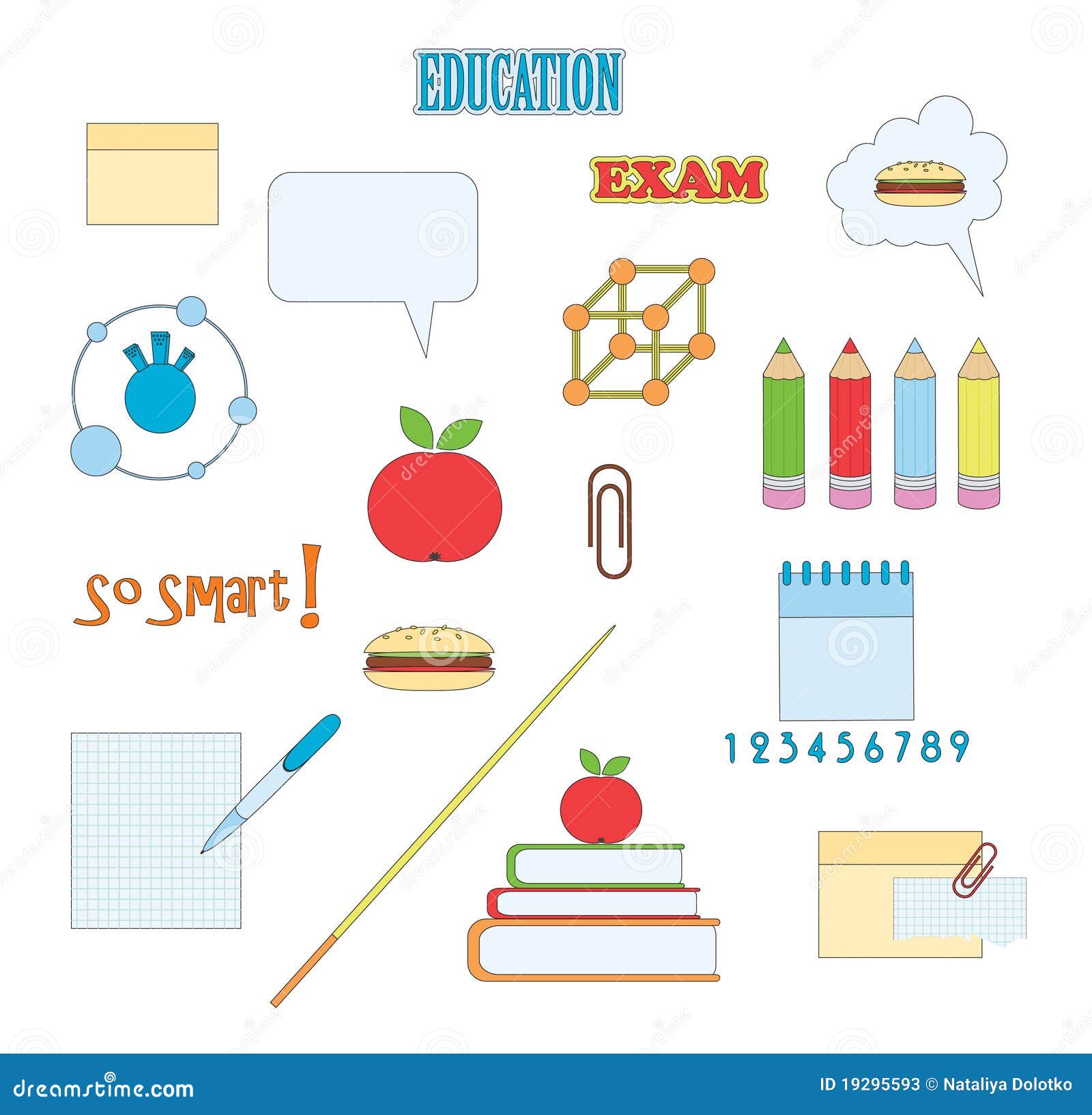 Symbols of education stock vector. Illustration of figure - 19295593
